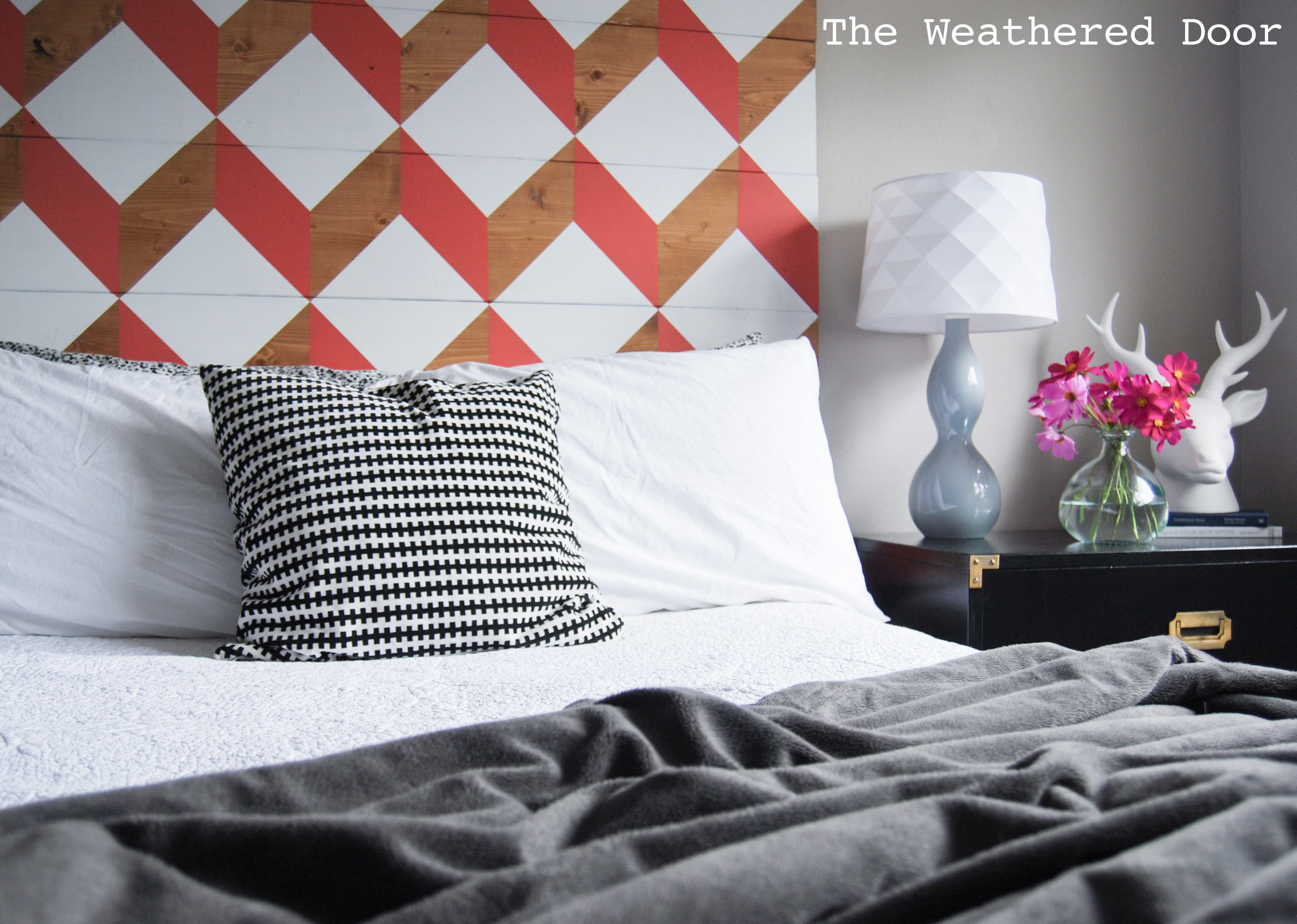 Coral Geometric Headboard (UO Knock-Off for under $100) - The Weathered ...